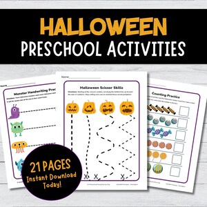 Preschool Halloween Printable Worksheet Activity Bundle for Kids Fun ...