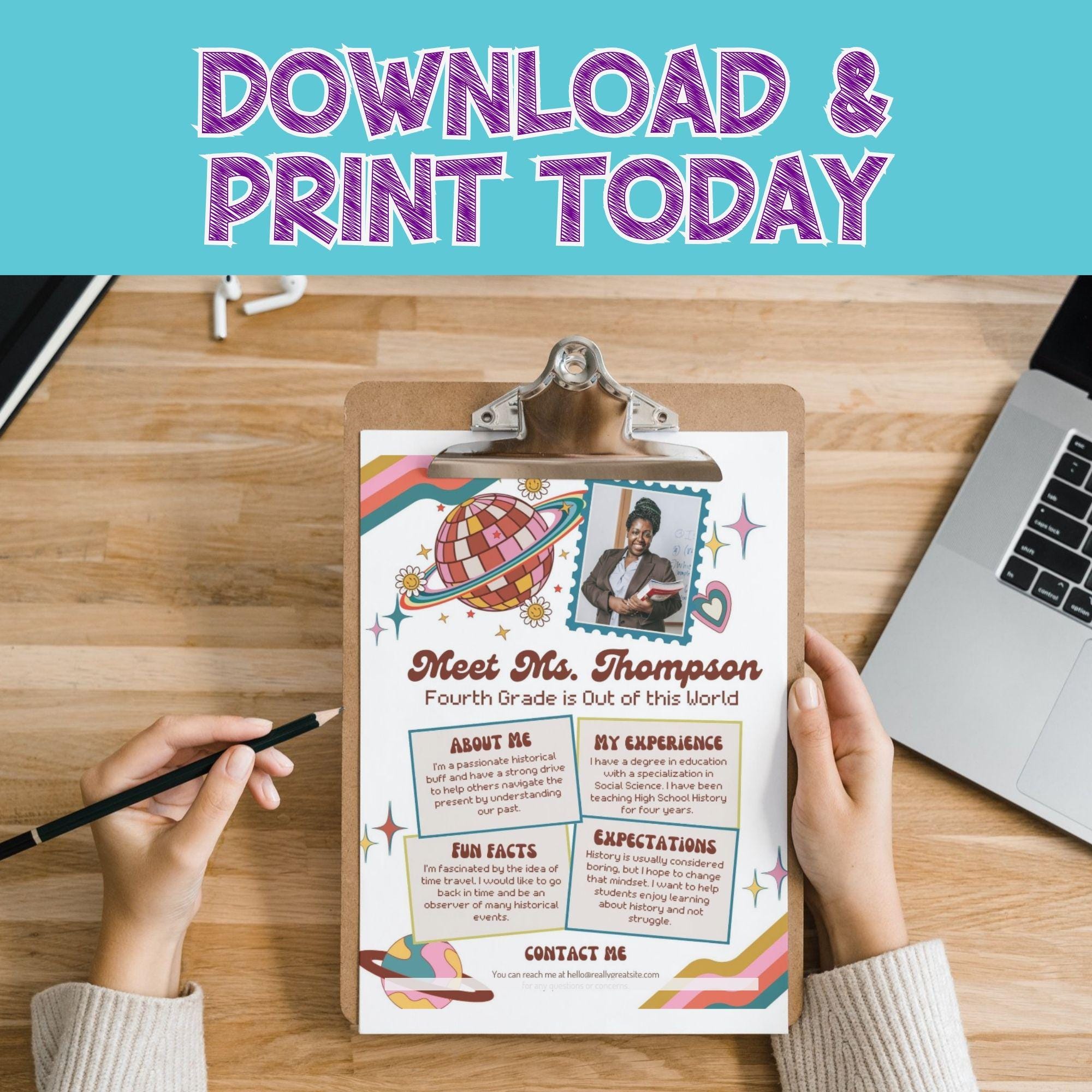 Outer Space Theme Teacher Printable Bundle Meet the Teacher Canva ...