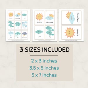 Weather Flashcards for Preschool | Cartoon Daily Learning Cards - Etsy