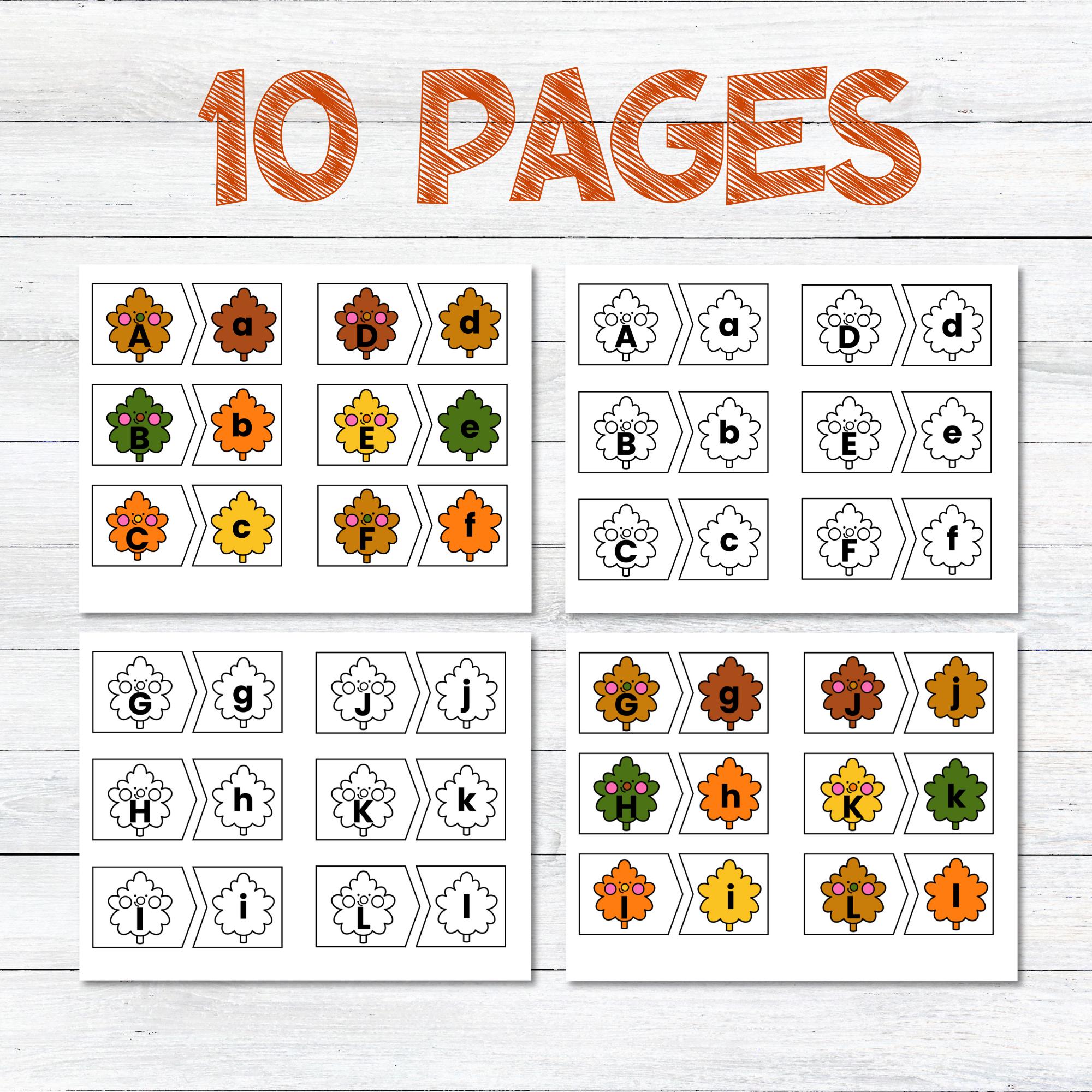 Alphabet Letter Matching Fall Theme Printable Activity, Upper and Lower ...
