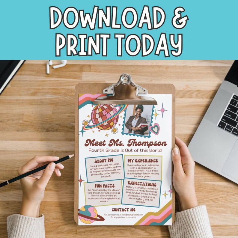 Retro Space Theme Teacher Template | Creative Projects - Etsy