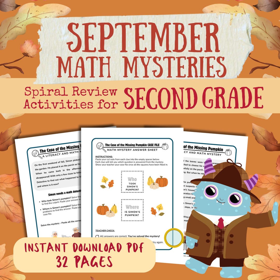 2nd Grade September Math Mysteries | Autumn Detective Games - Etsy