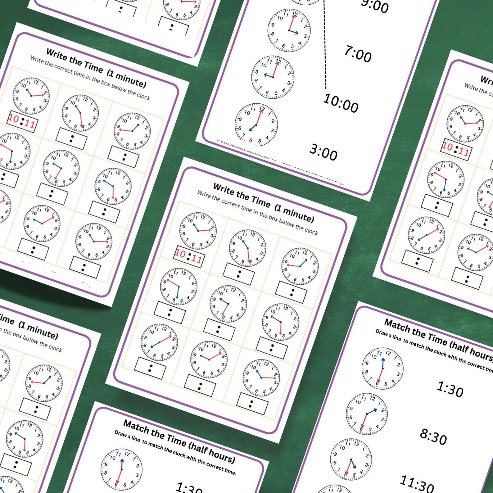 1st-3rd Grade Telling Time Activities | Print & Go Worksheets - Etsy