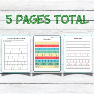 Fraction Strips Worksheet Bundle Kids Homeschool Math Resources 2nd 3rd ...