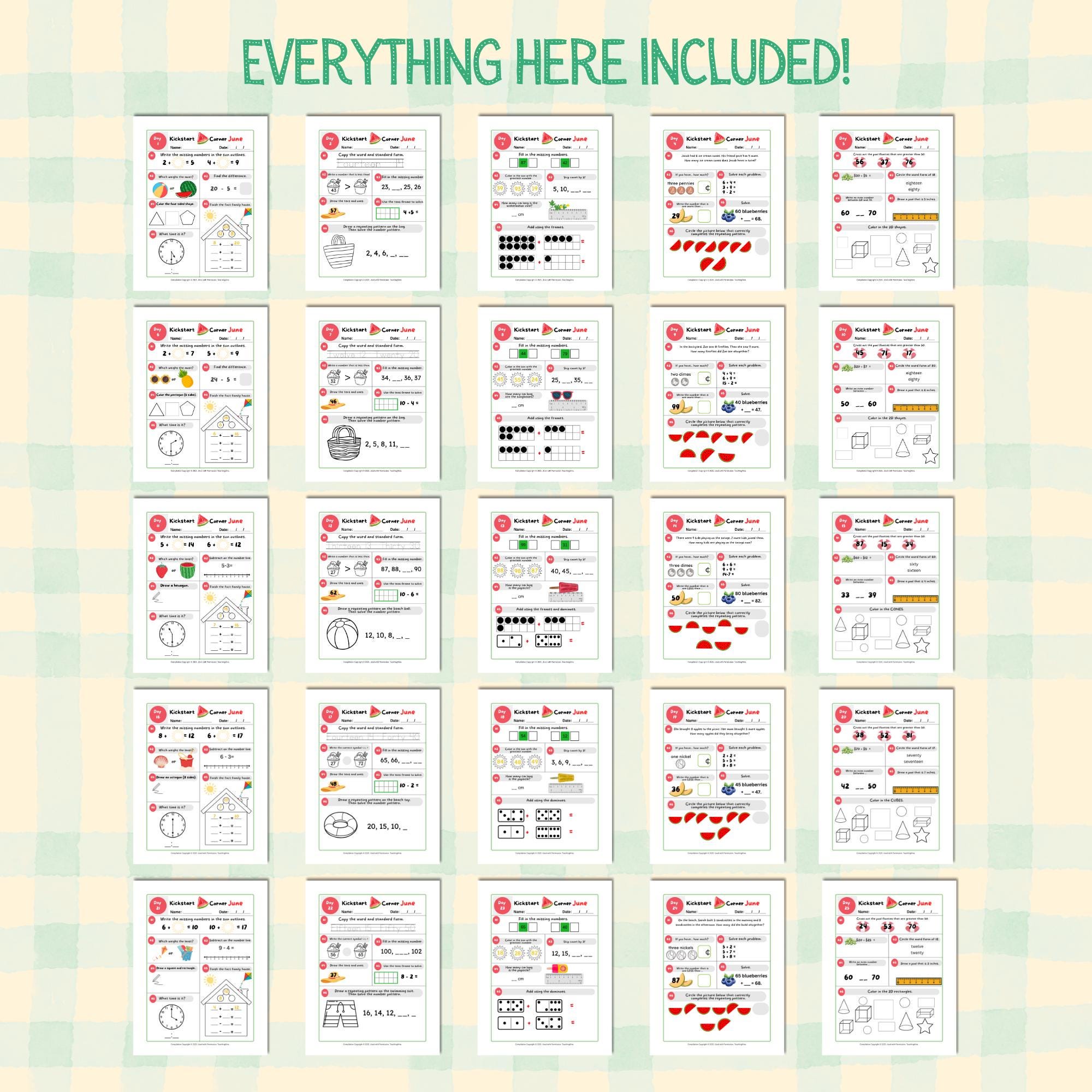 25 First Grade Math Worksheets for June - Printable Math Worksheet ...