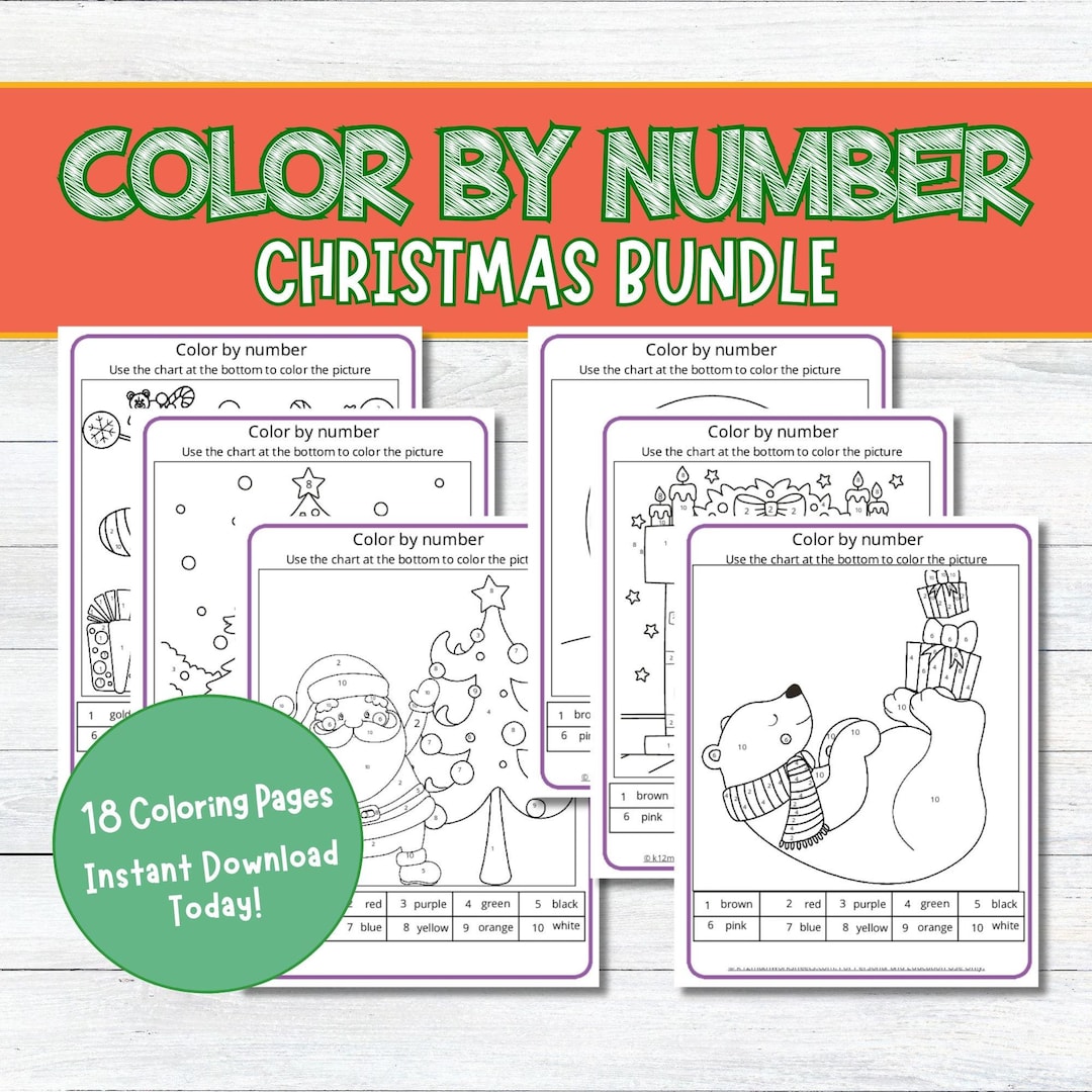 Christmas Color by Number Printable Math Activity for Kindergarten 1st ...