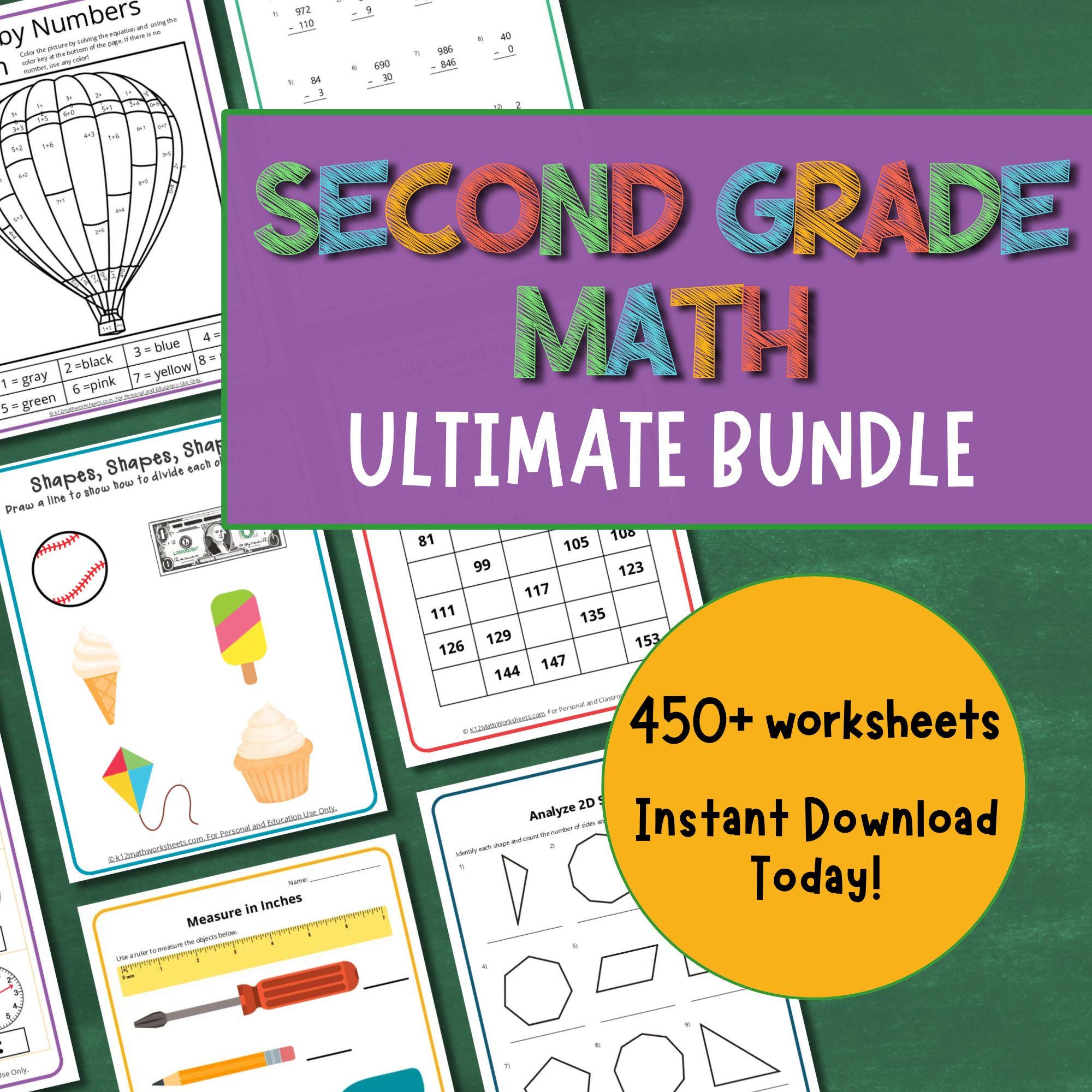 2nd Grade Summer Math Review | No-prep Learning - Etsy