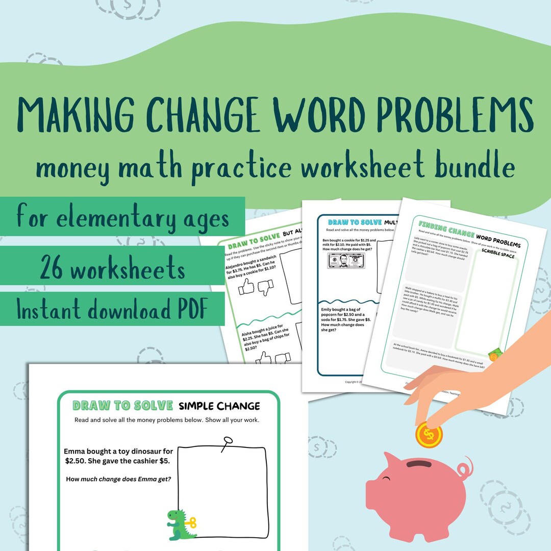 Finding Change Math Activity for 3rd Grade, Counting Money Activity ...