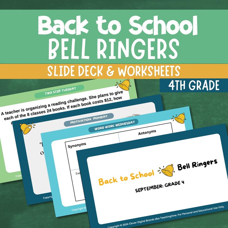4th Grade Back to School Bell Ringers | Print & Go Worksheets - Etsy
