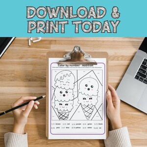 Summer Color by Number Printable Math Activities Kindergarten 1st 2nd ...