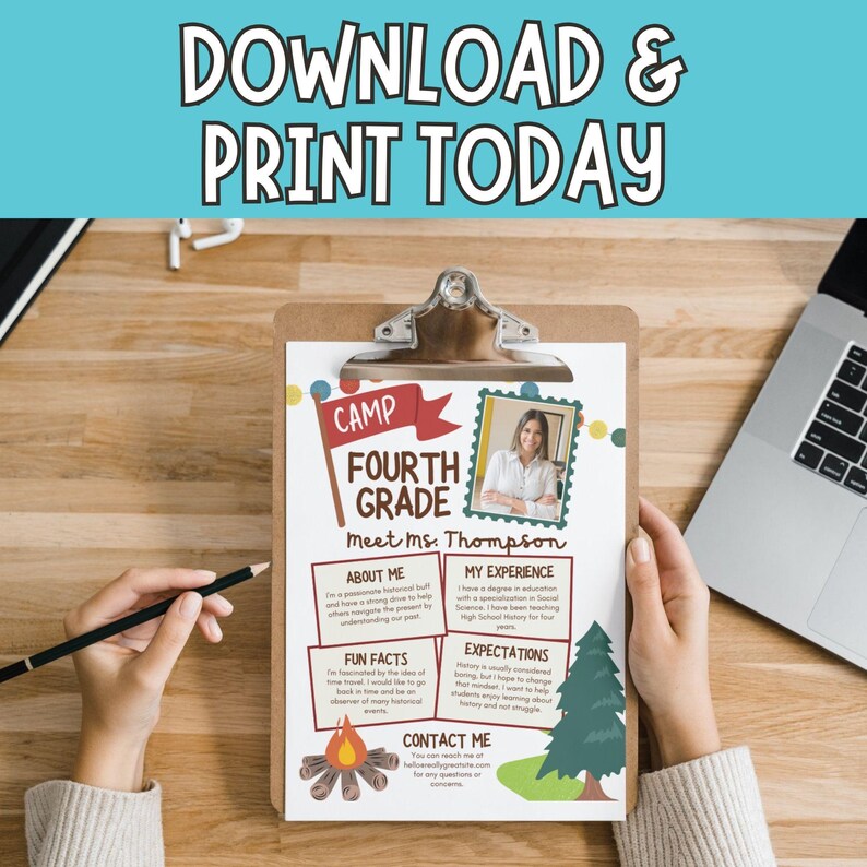 Meet the Teacher Camping Template | Creative Projects - Etsy