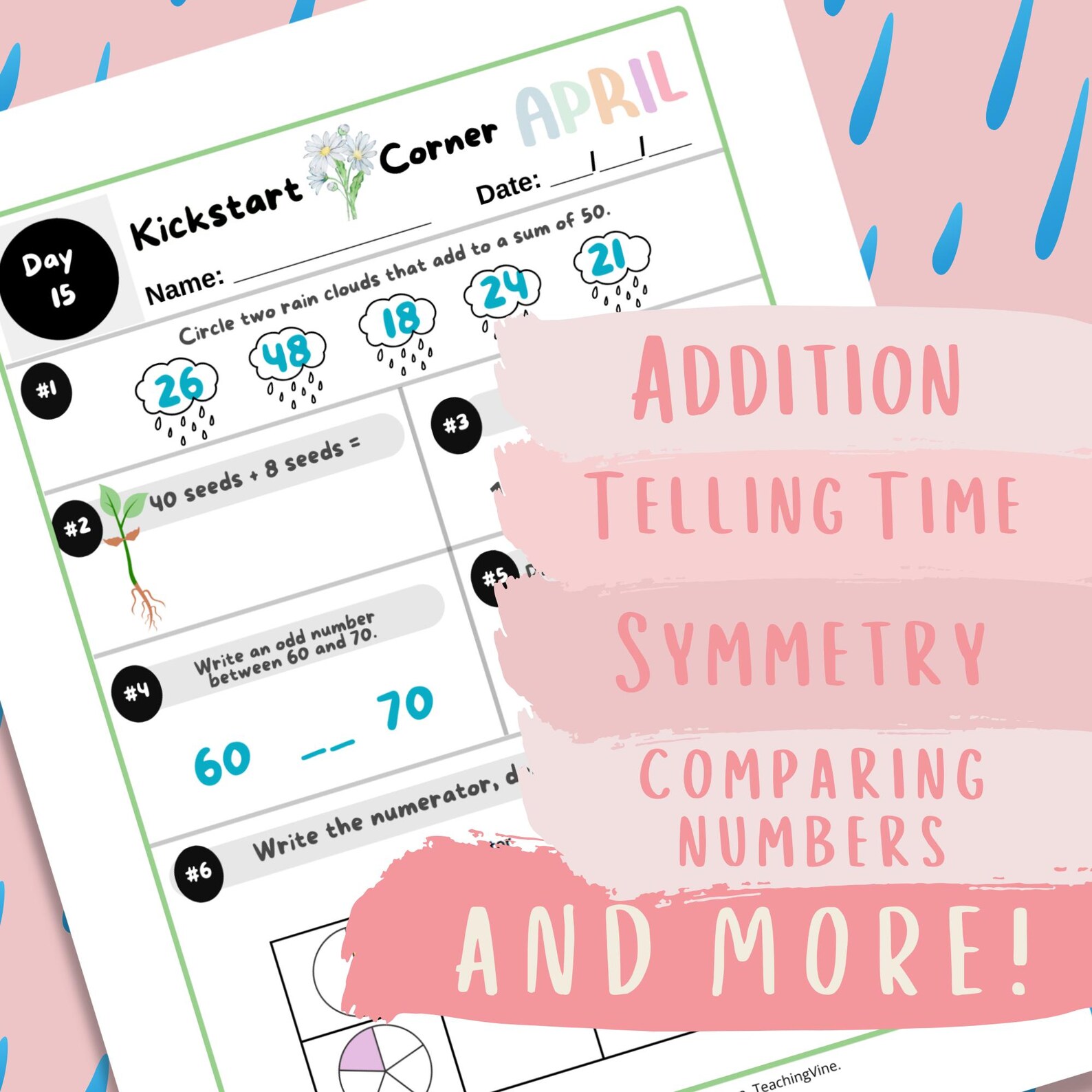25 2nd Grade Math Worksheets for April - Kickstart Corner, Printable ...
