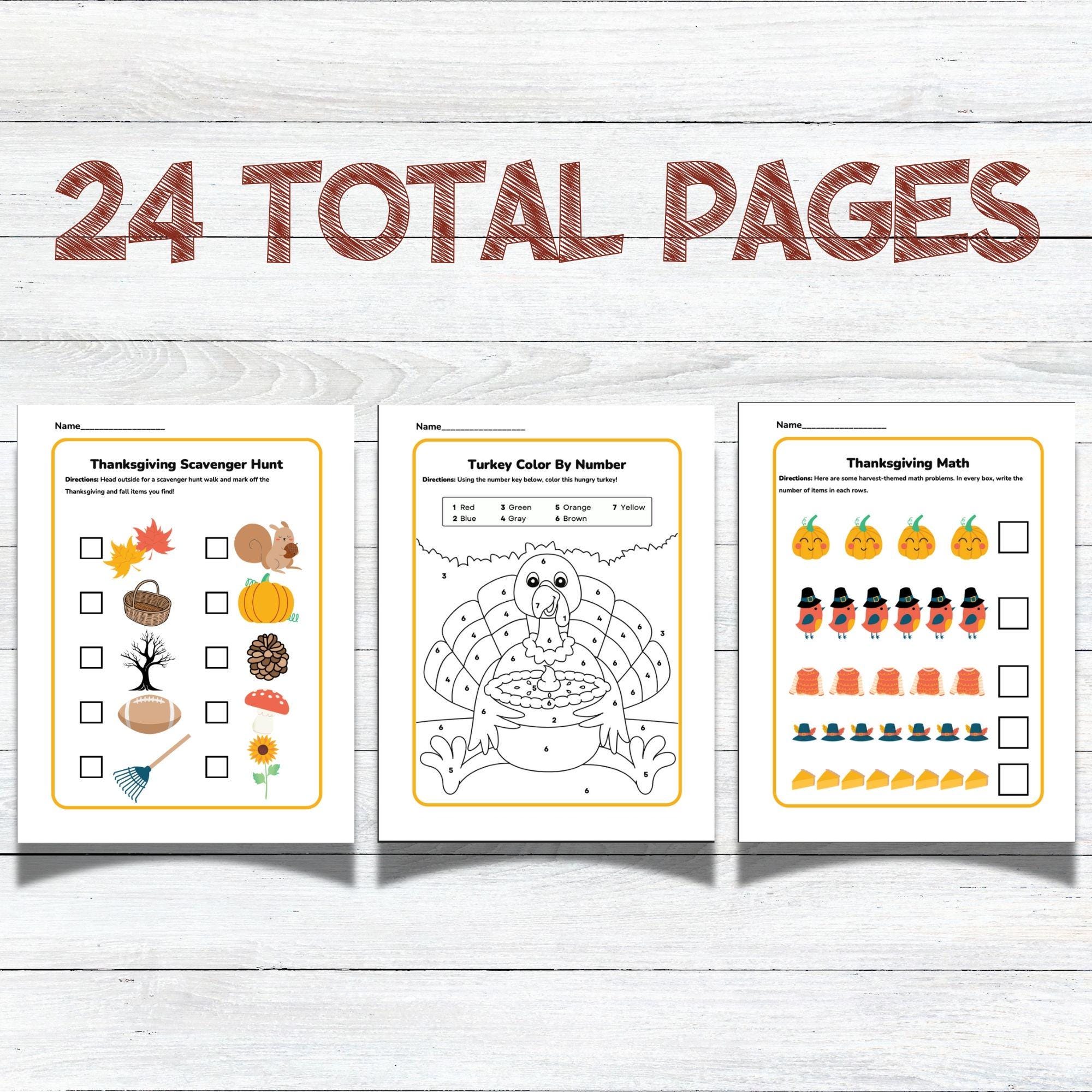 Thanksgiving Printable Worksheet Activity Bundle for Kids Printable Fun ...