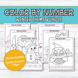 Winter Theme Color by Number Printable Math Activity for Kindergarten ...
