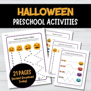 Preschool Halloween Printable Worksheet Activity Bundle for Kids Fun ...