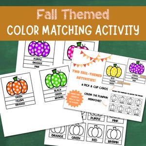 Color Matching Activity for Kids With Pumpkins Printable Fall Theme ...