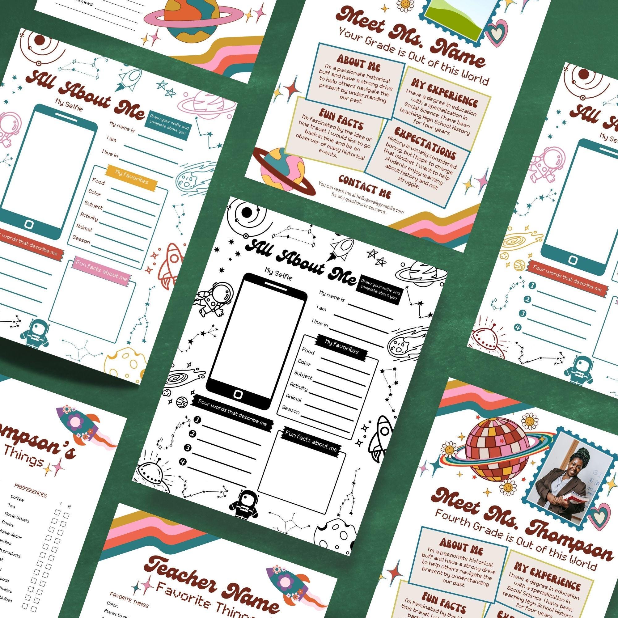 Outer Space Theme Teacher Printable Bundle Meet the Teacher Canva ...