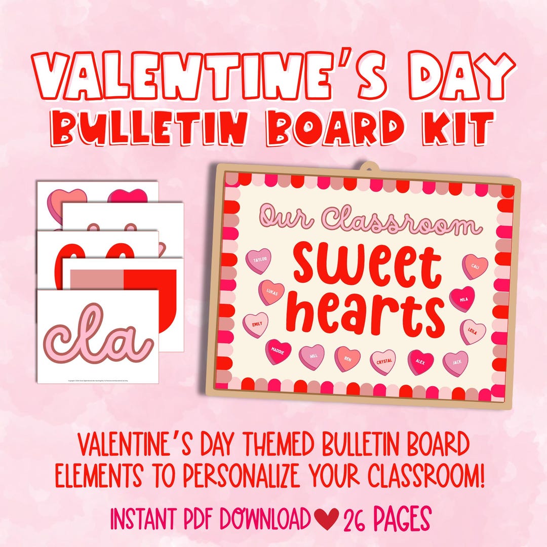 Valentines Day Classroom Bulletin Board Kit for Teachers - February ...