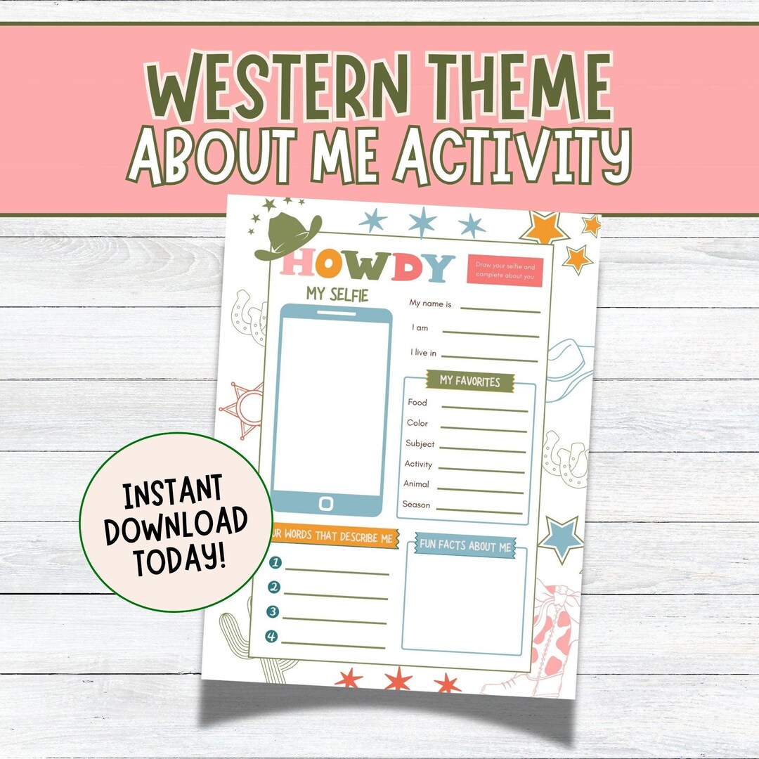 Western Theme All About Me Printable Activity Teacher First Day of ...