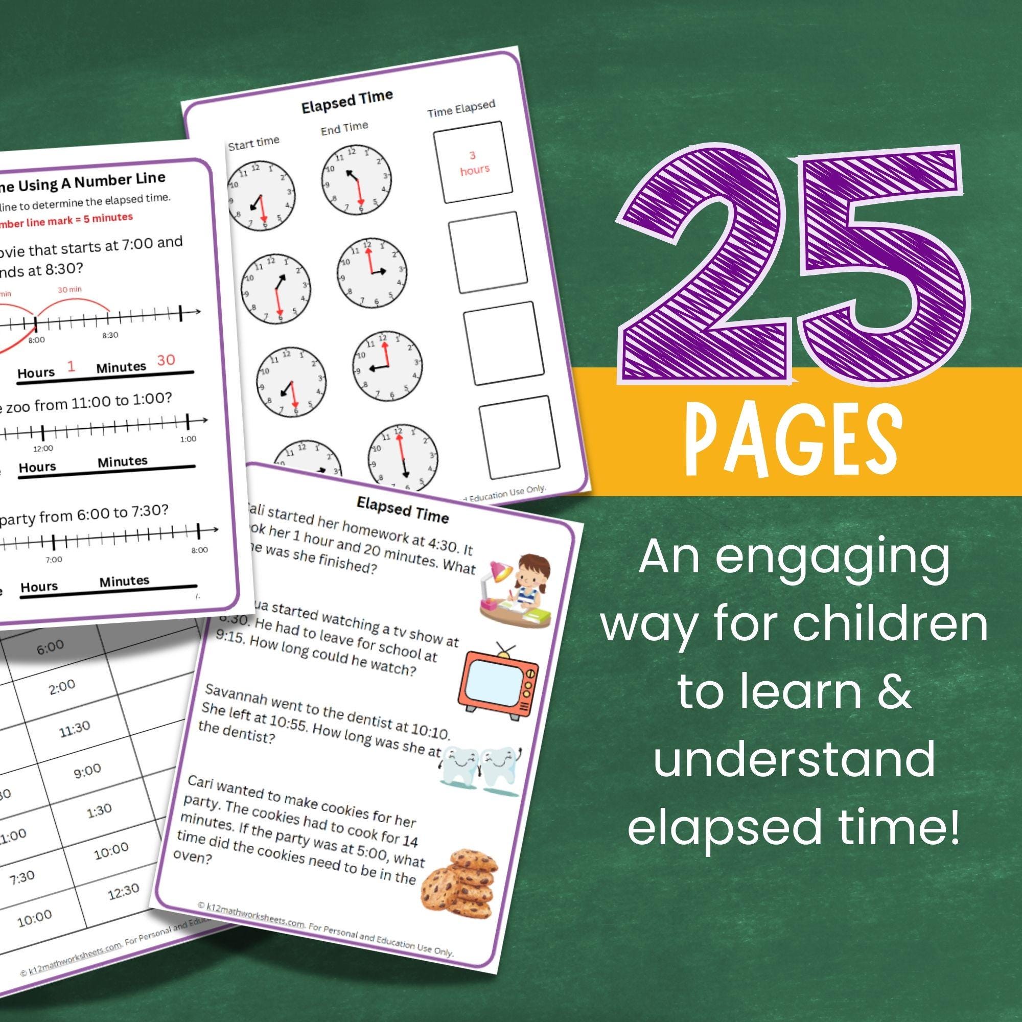 Elapsed Telling Time Worksheet Bundle 3rd 4th 5th Grade Learn to Tell ...