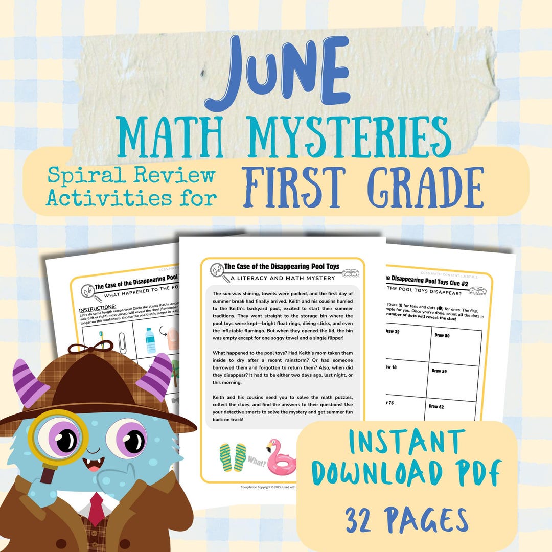 1st Grade Math June Mystery Activities | Detective Games - Etsy UK