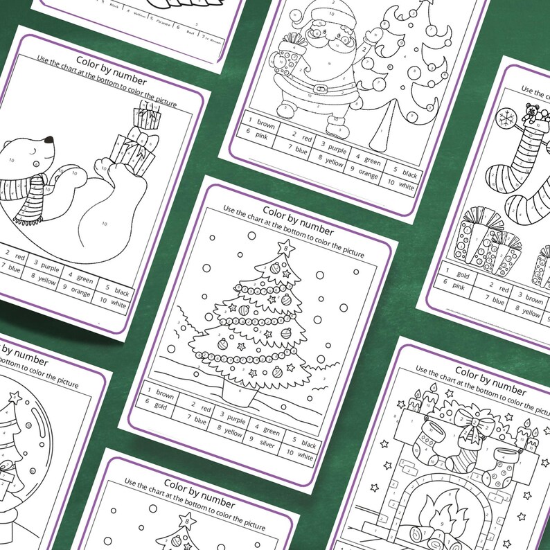 Christmas Color by Number Printable Math Activity for Kindergarten 1st ...