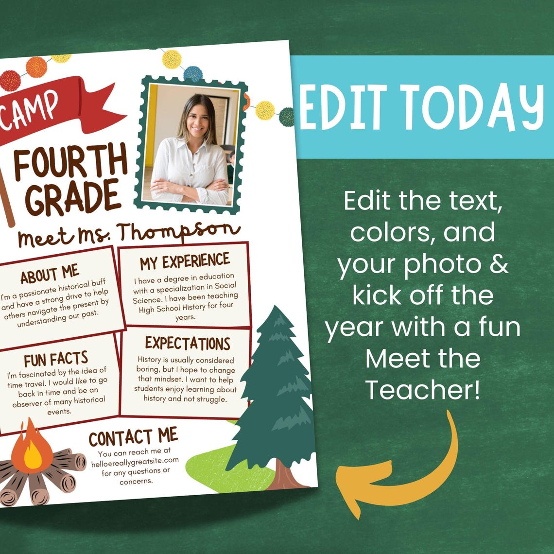 Meet the Teacher Camping Template | Creative Projects - Etsy