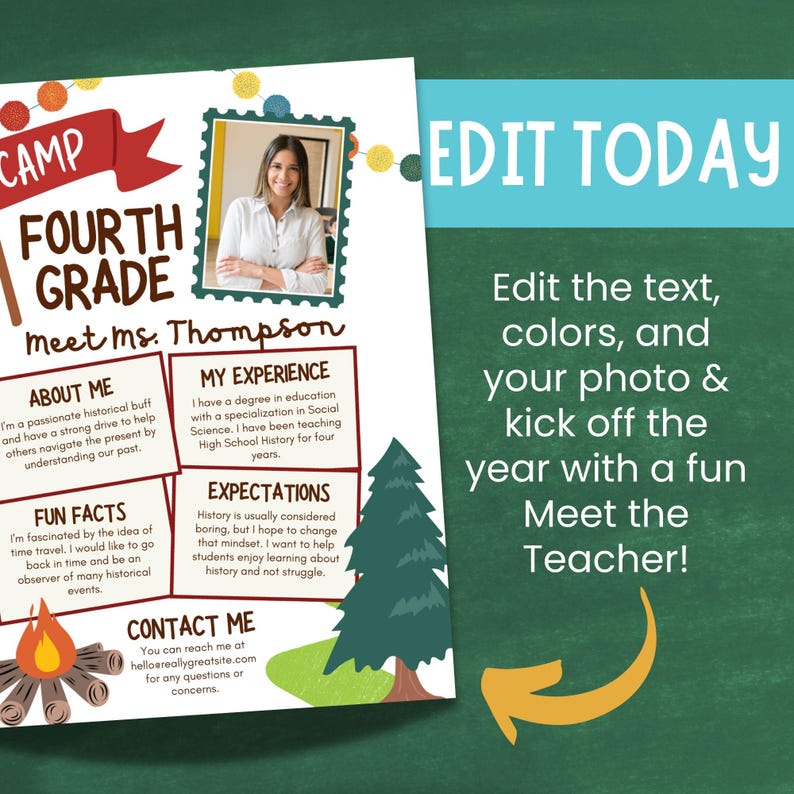 Meet the Teacher Camping Template | Creative Projects - Etsy