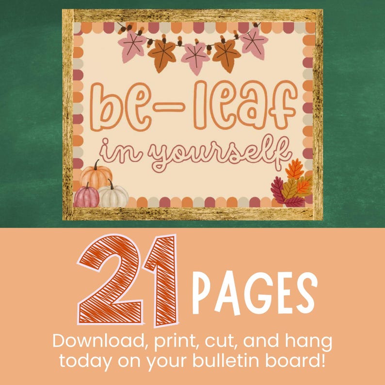 Printable Fall Bulletin Board for Classroom Motivational Affirmation ...