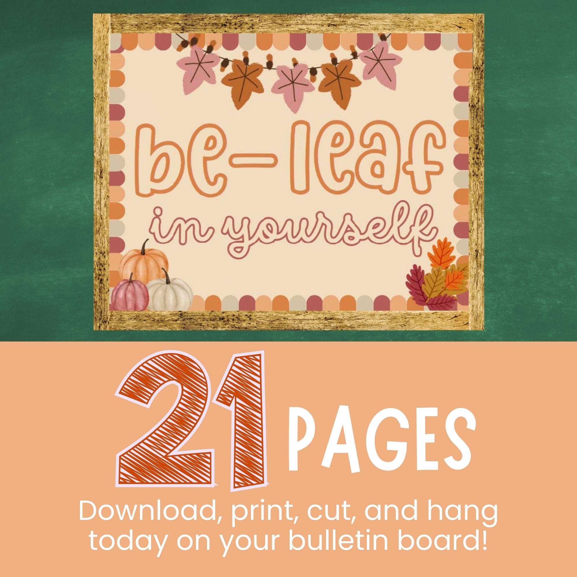 Printable Fall Bulletin Board for Classroom Motivational Affirmation ...