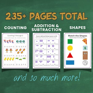 Kindergarten Math Activity Worksheet Bundle Summer Learning Packet 1st ...