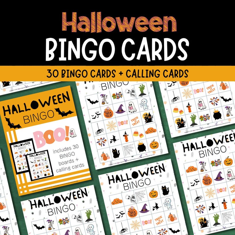 Halloween Bingo Cards for Kids Printable Fun Halloween Party Classroom ...