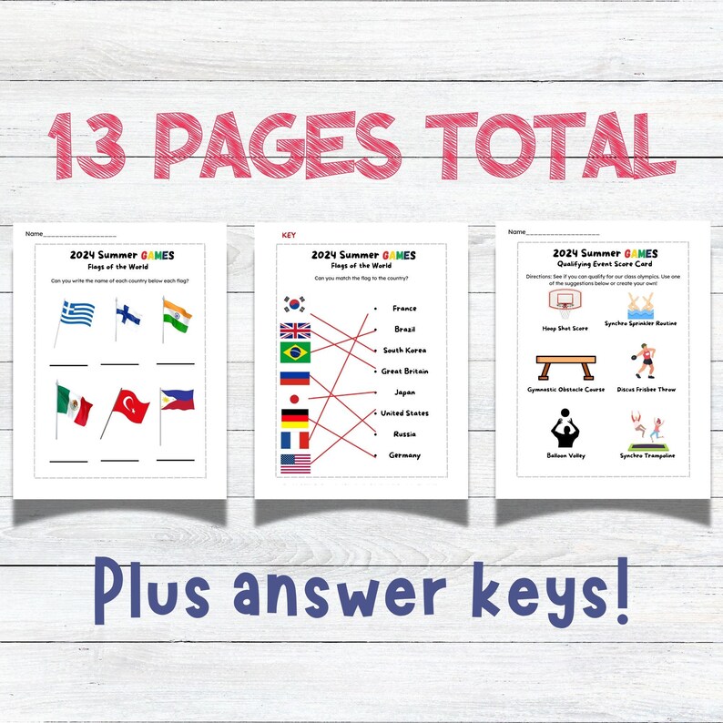 Summer Games Activities for Kids United States Worksheets Paris Games ...
