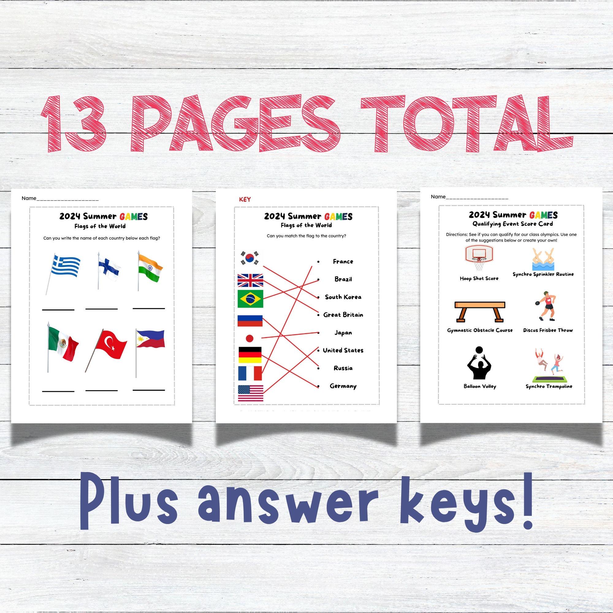 Summer Games Activities for Kids United States Worksheets Paris Games ...