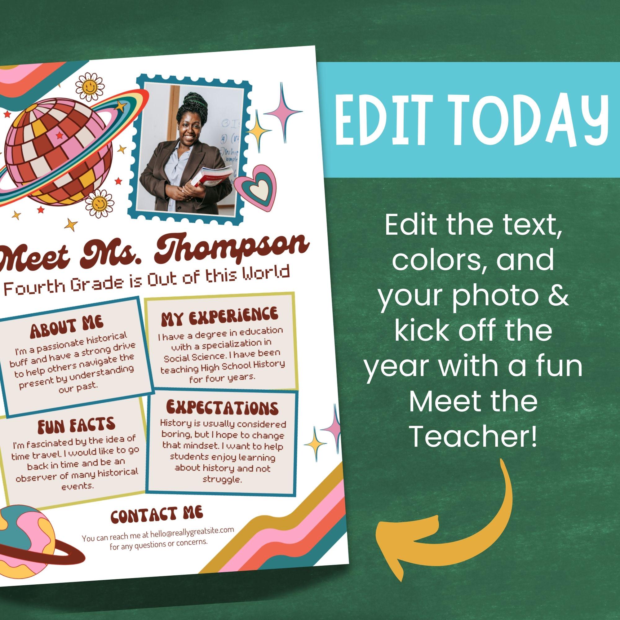 Retro Space Theme Teacher Template | Creative Projects - Etsy