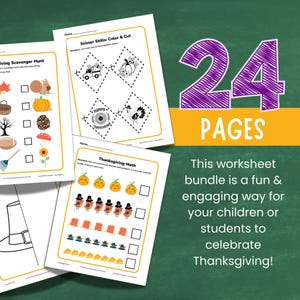 Thanksgiving Printable Worksheet Activity Bundle for Kids Printable Fun ...