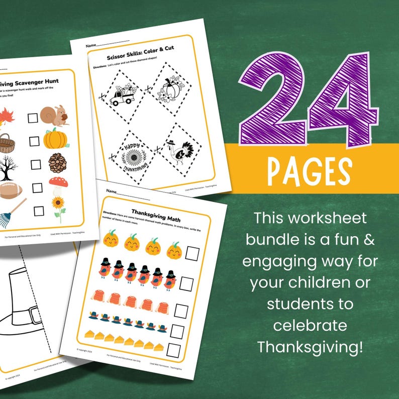 Thanksgiving Printable Worksheet Activity Bundle for Kids Printable Fun ...