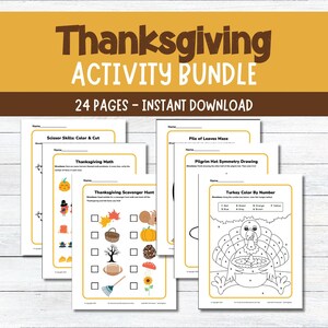 Thanksgiving Printable Worksheet Activity Bundle for Kids Printable Fun ...