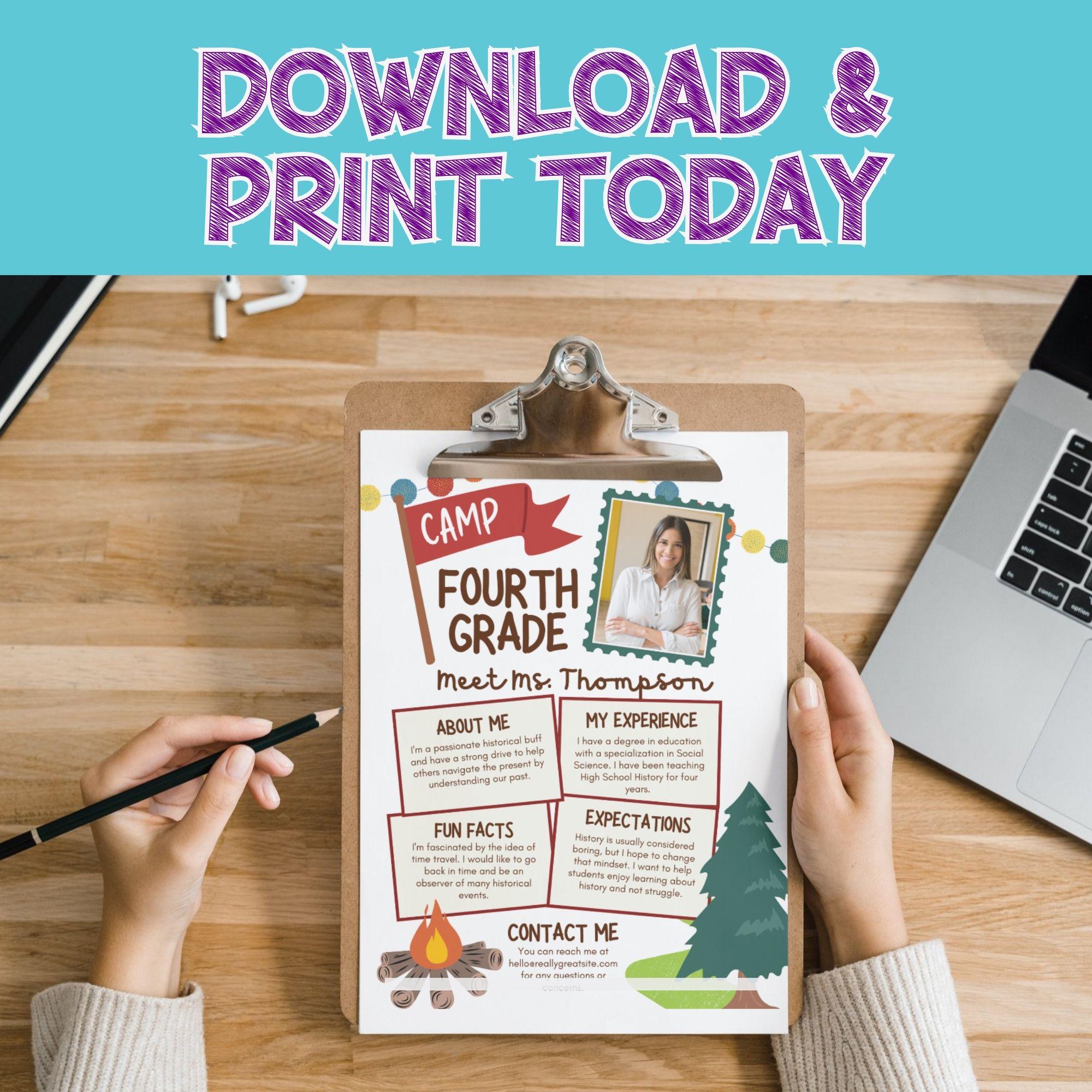 Camping Theme Teacher Printable Bundle Meet the Teacher Canva Template ...