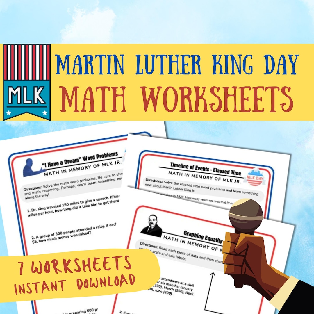 Martin Luther King Day Math Activity Bundle for Kids - MLK Worksheets ...