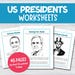 US Presidents Coloring Activity Printable Worksheets Handwriting ...