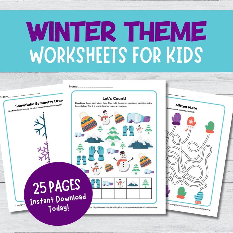 Winter Break Activity Packet for Kids Printable Fun Holiday Party ...