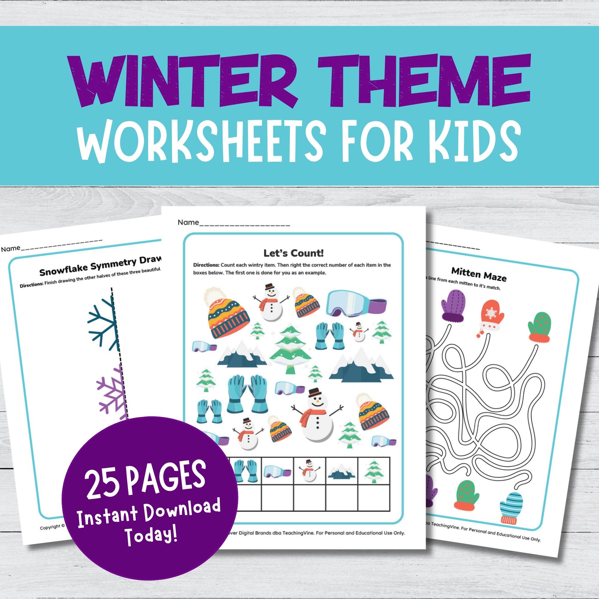 Winter Break Activity Packet for Kids Printable Fun Holiday Party ...