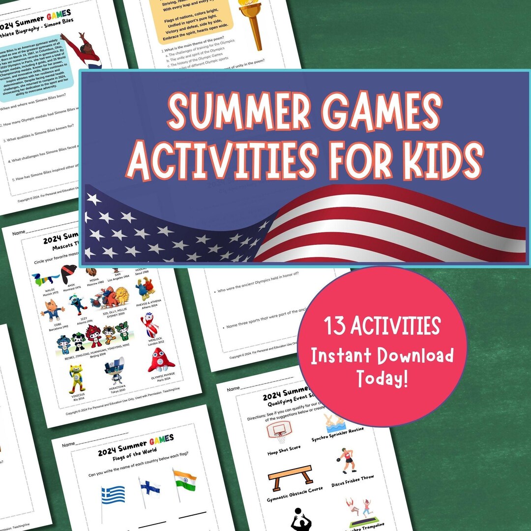 Summer Games Activities for Kids United States Worksheets Paris Games ...
