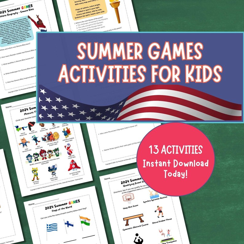 Summer Games Activities for Kids United States Worksheets Paris Games ...