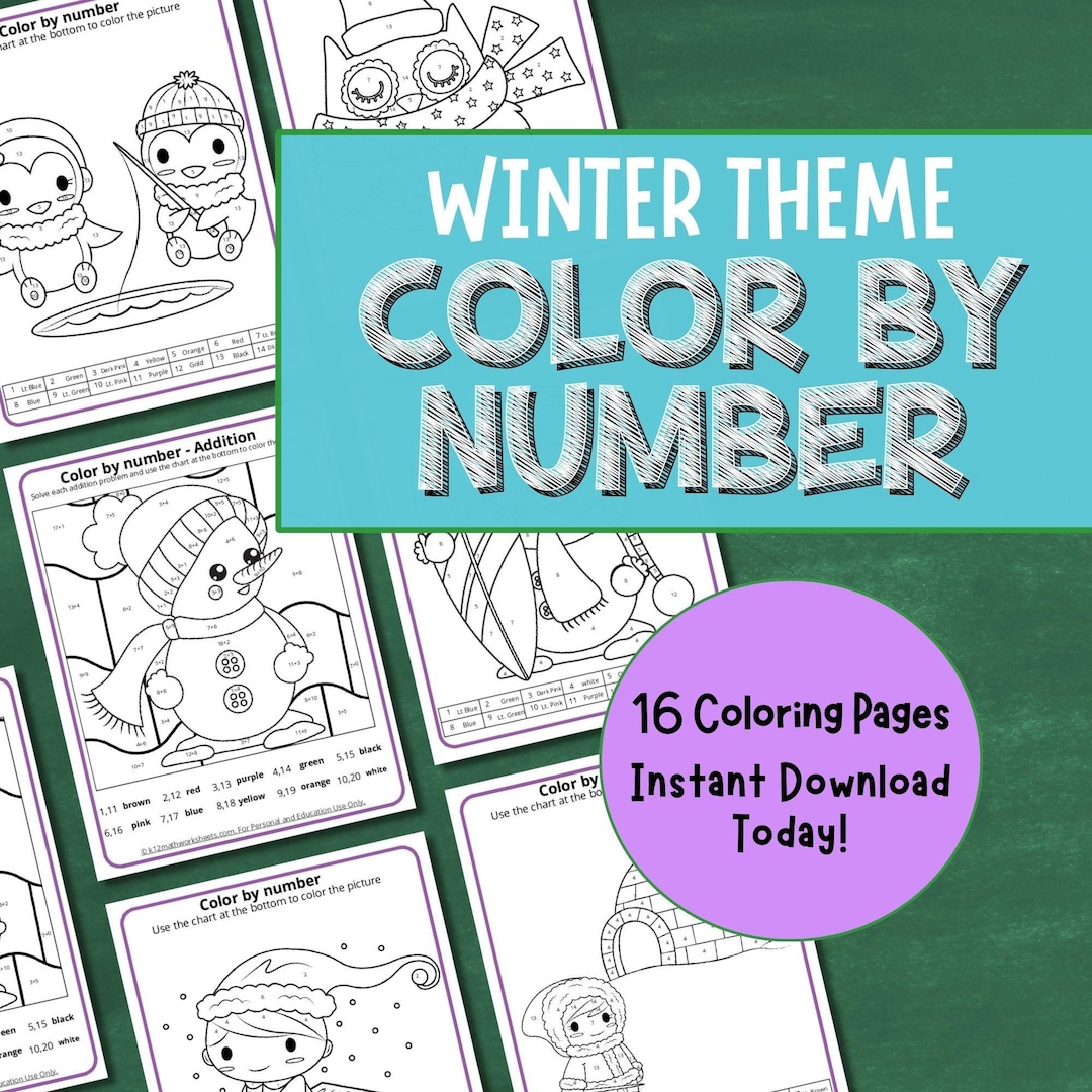 Winter Theme Color by Number Printable Math Activity for Kindergarten ...