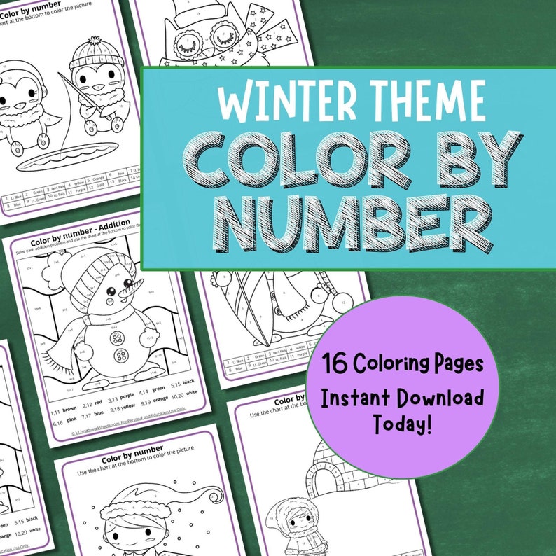 Winter Theme Color by Number Printable Math Activity for Kindergarten ...