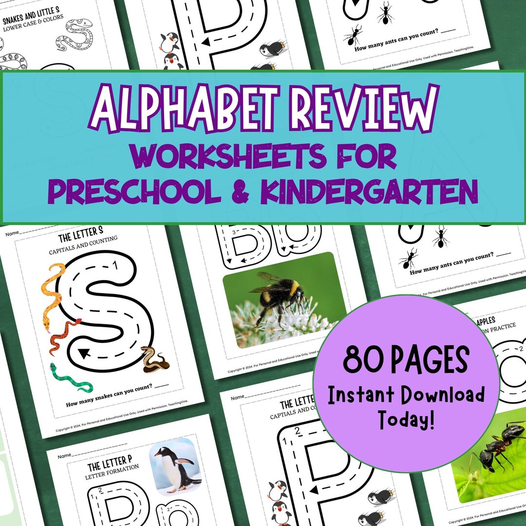 ABC Alphabet Letters Worksheet Bundle Phonics Printable Activities ...