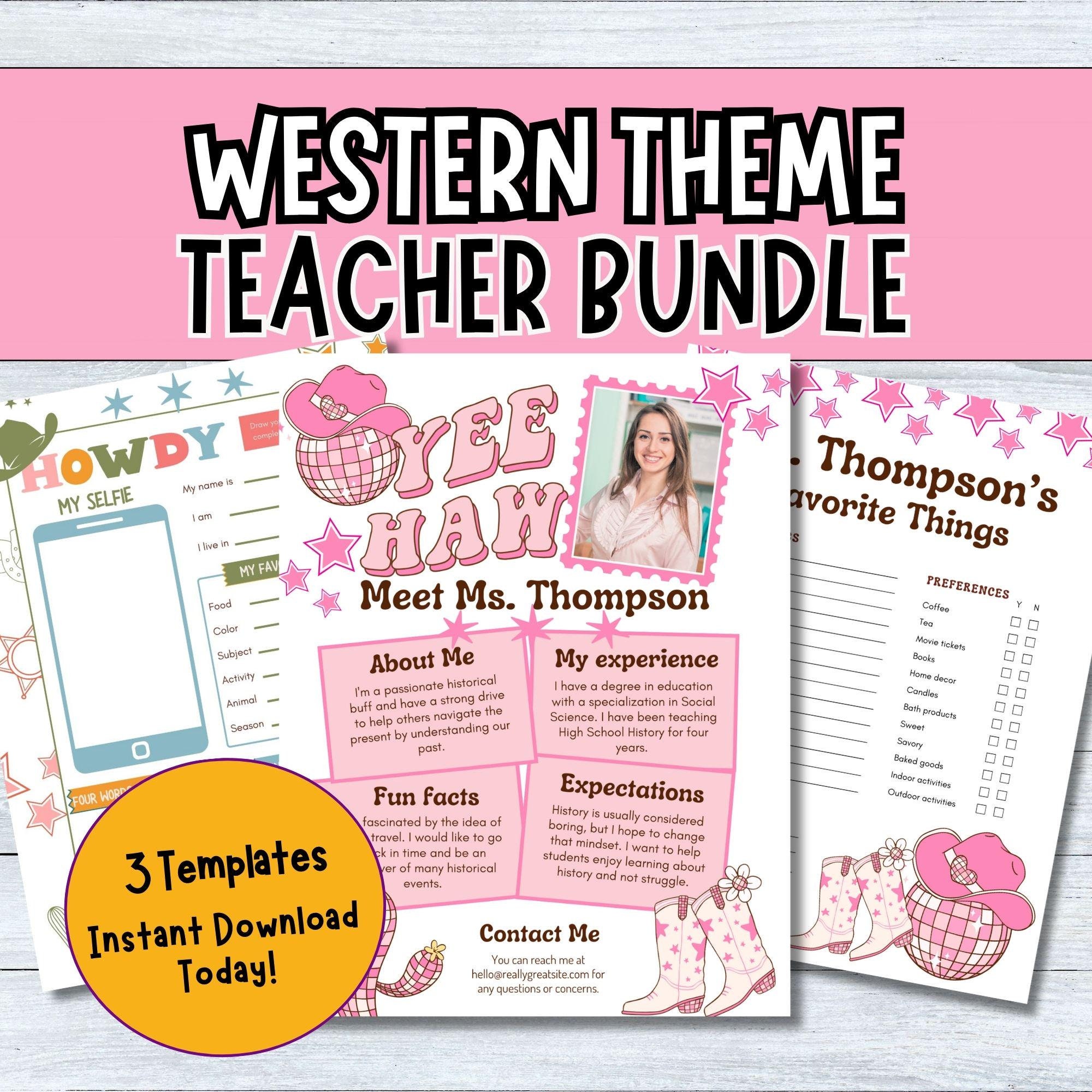 Western Theme Teacher Printable Bundle Meet the Teacher Canva Template ...