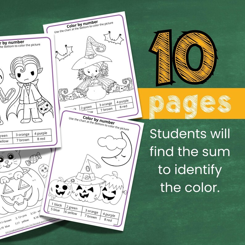 K-2nd Grade Halloween Color by Number | Creative Projects - Etsy